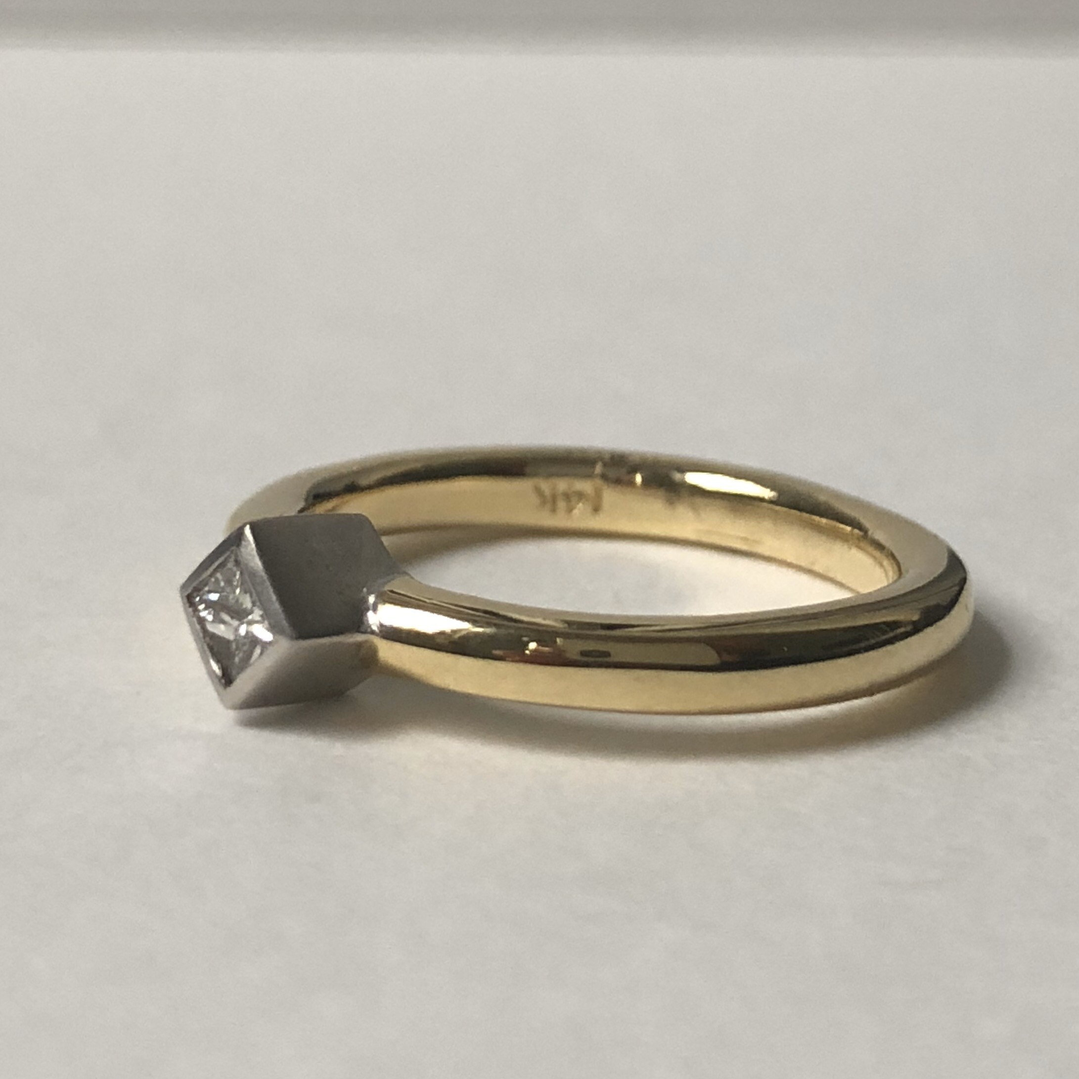 Tipsy Princess Cut Diamond Bezel Set Diamond Ring Two | Etsy