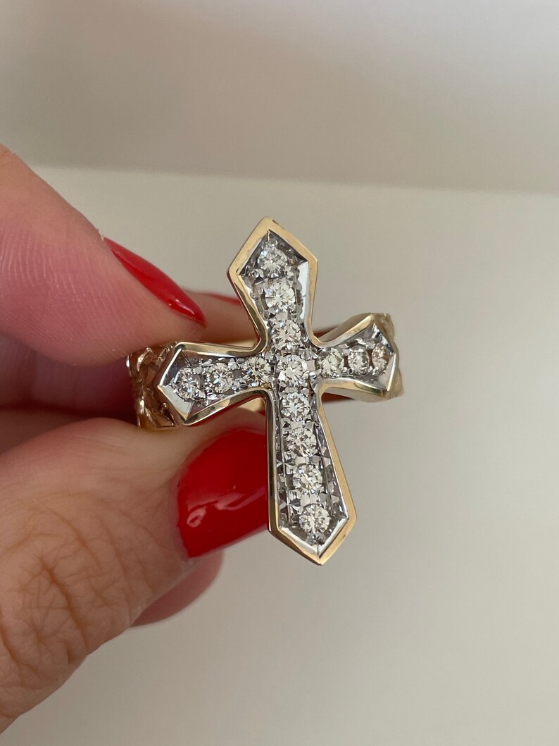 Armenian Cross Cross Ring Diamond Cross Ring 14K Yellow | Etsy