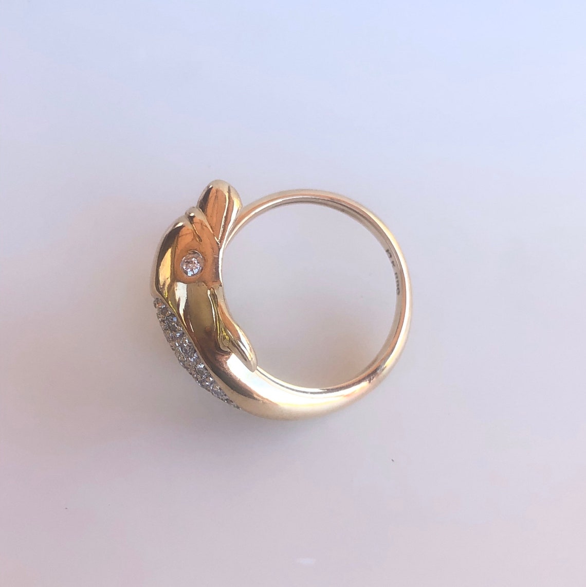 Flipper Dolphin Ring Gold and Diamonds 10K Yellow Gold - Etsy