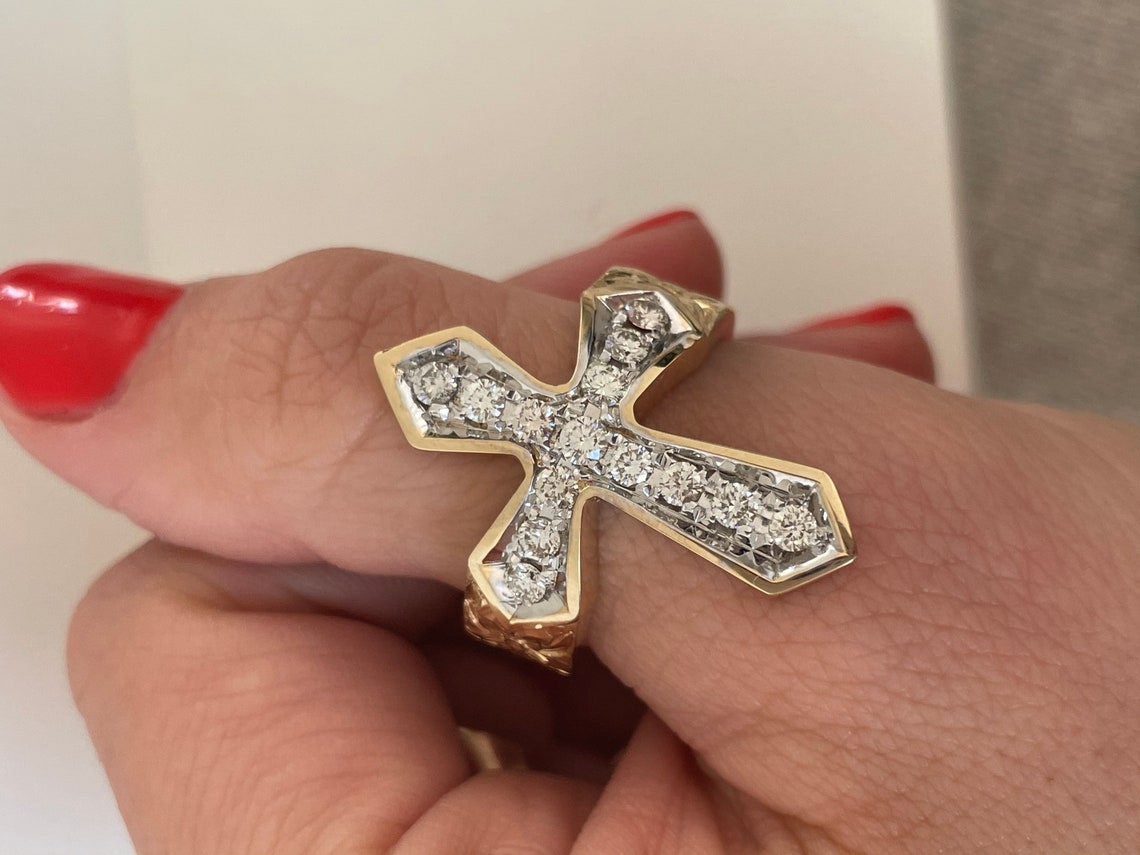 Armenian Cross Cross Ring Diamond Cross Ring 14K Yellow - Etsy