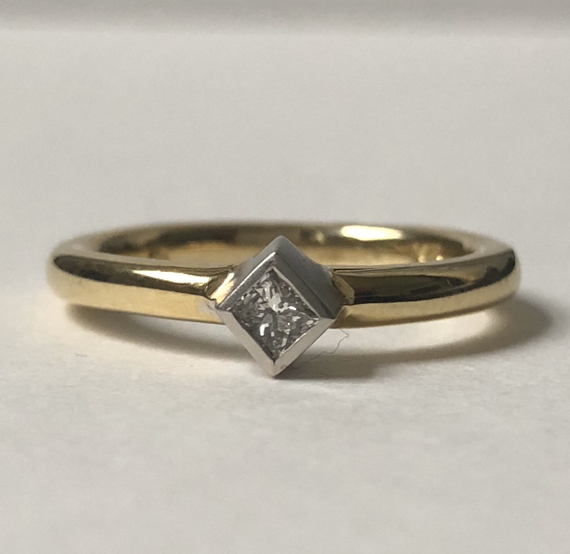 Tipsy Princess Cut Diamond Bezel Set Diamond Ring Two | Etsy