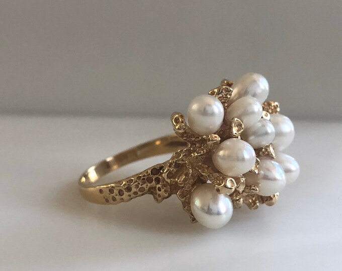 The Mermaid Ring - Coral Reef Ring - Pearls - Cluster Pearl Ring ...