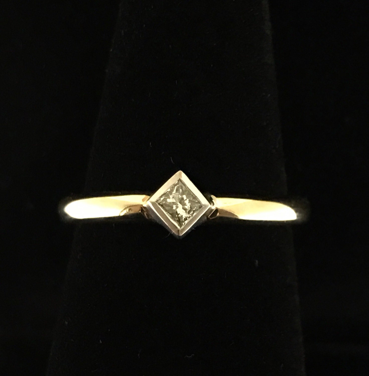 Tipsy Princess Cut Diamond Bezel Set Diamond Ring Two | Etsy