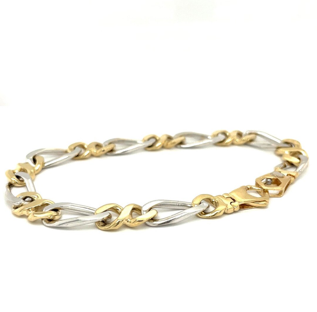 Two Tone Heavy Gold Bracelet - Figueroa Chain Bracelet - Gold and ...