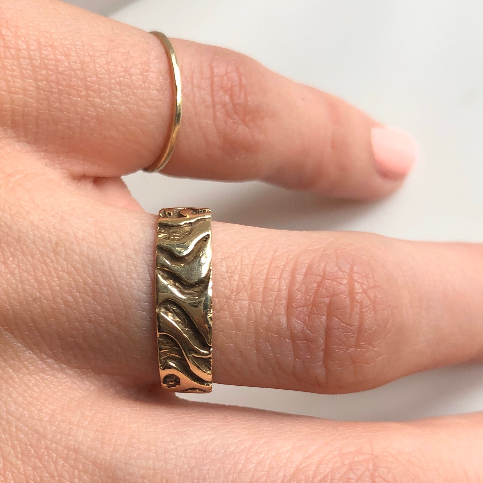 Woodgrain Gold Gold Wood Ring Vintage Wood Pattern Ring | Etsy