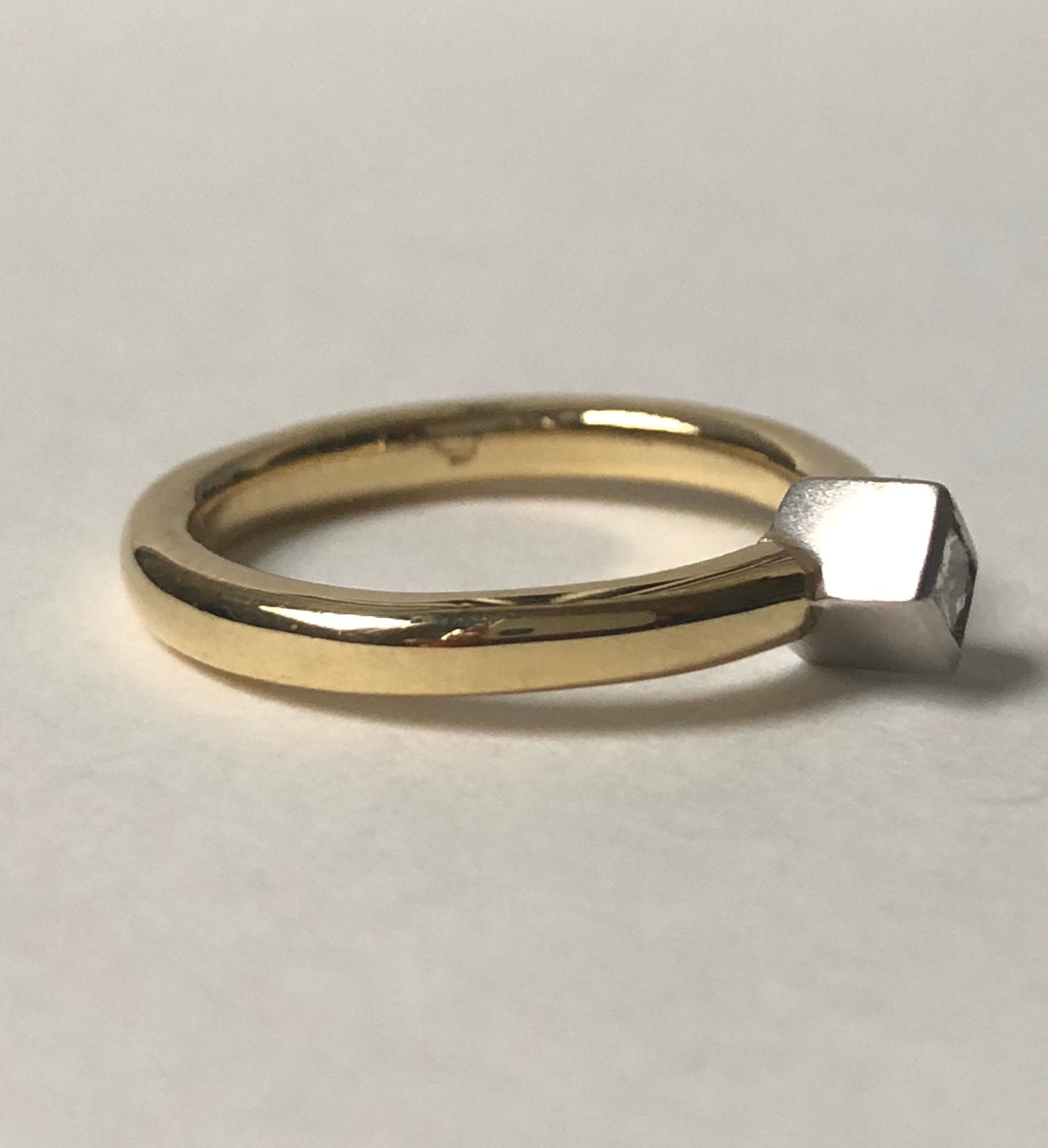 Tipsy Princess Cut Diamond Bezel Set Diamond Ring Two | Etsy