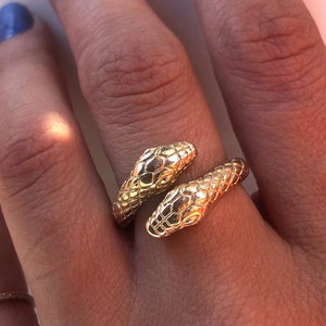 Two Headed Snake Twin Snake Ring Snake Ring 14K Yellow Gold Snake Snake ...