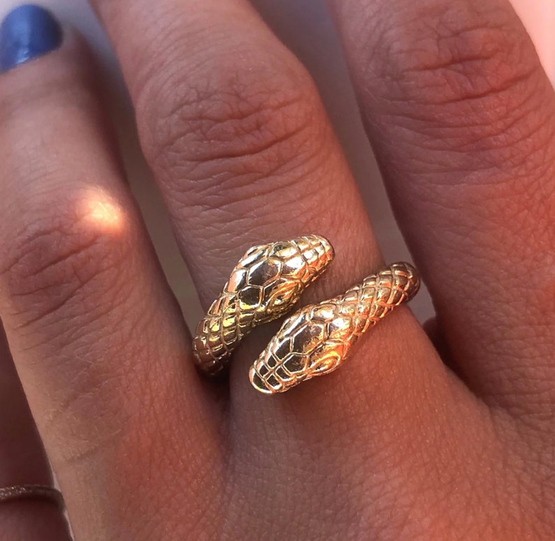 Two Headed Snake Twin Snake Ring Snake Ring 14K Yellow - Etsy