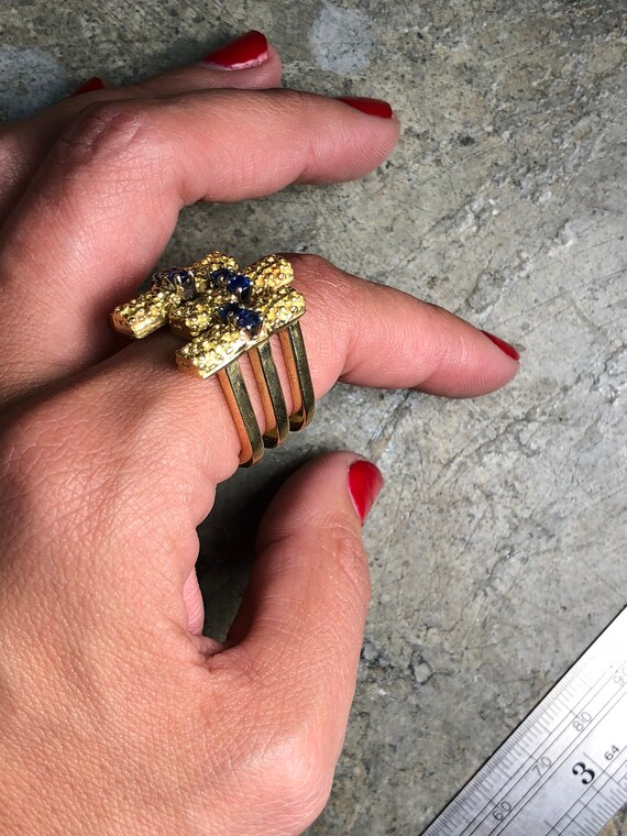 DOPE ORIGINAL -1970s Sapphire Ring - Heavy Gold Ring … - Gem