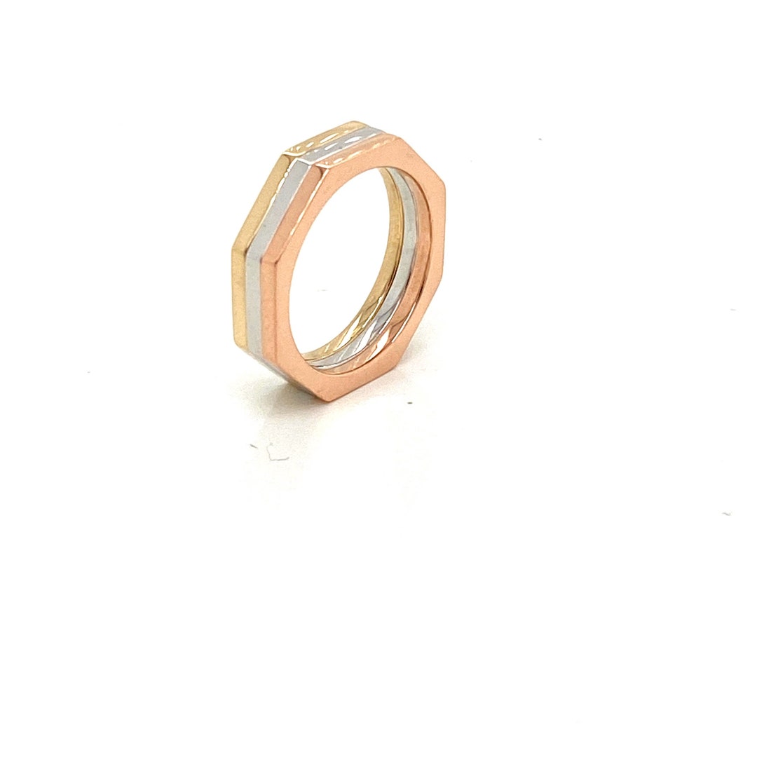 The OCTAGON - Stacking Band - Octagon Shape Ring - Wedding Band - Rose ...