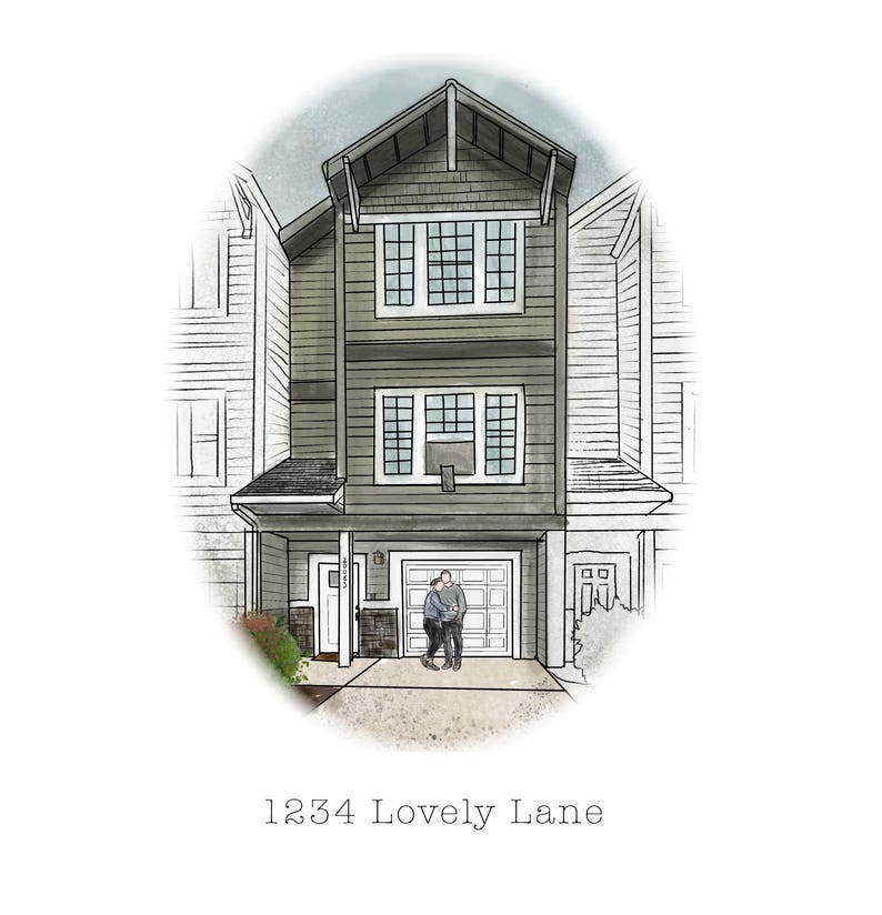 Custom Watercolor House Portrait, Family Home Drawing (digital Print ...