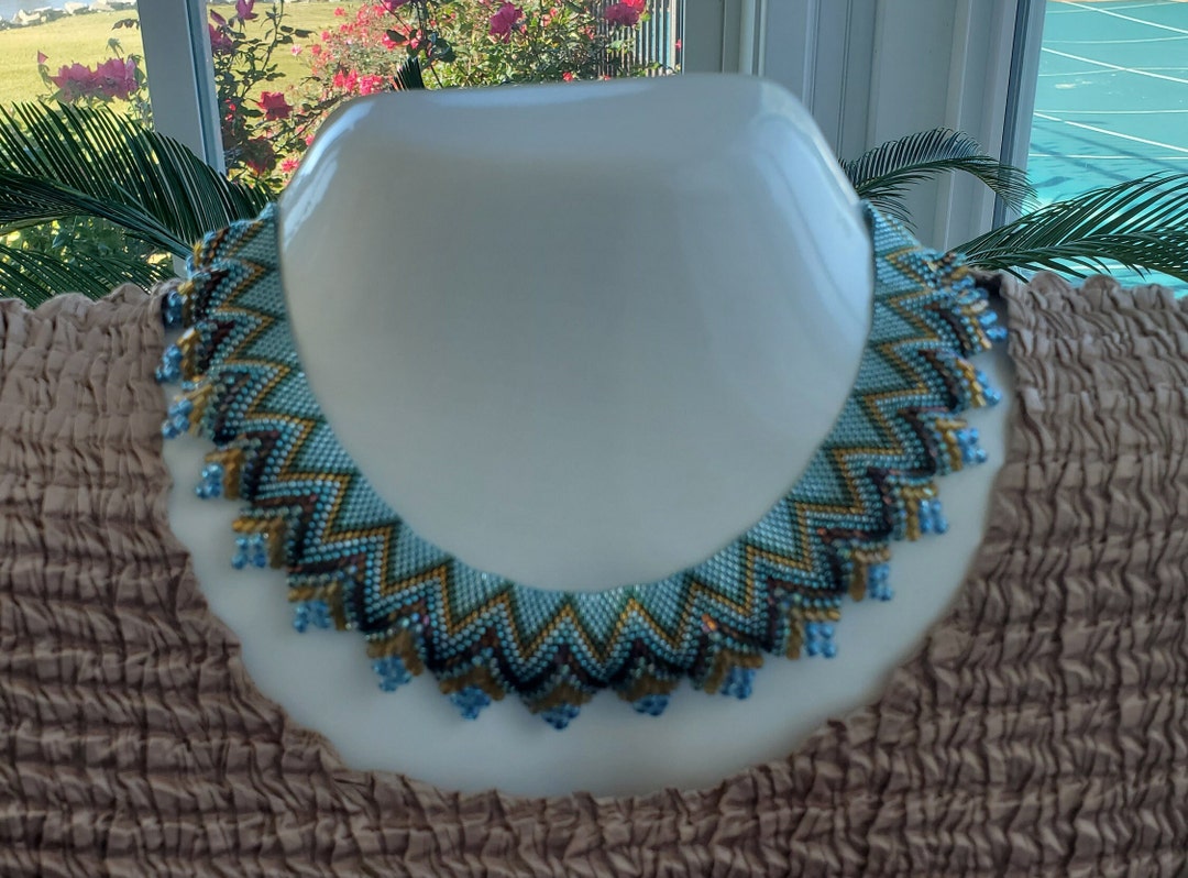 Blue, Bronze, Gold Flat Cellini Spiral Necklace and Earring Set ...