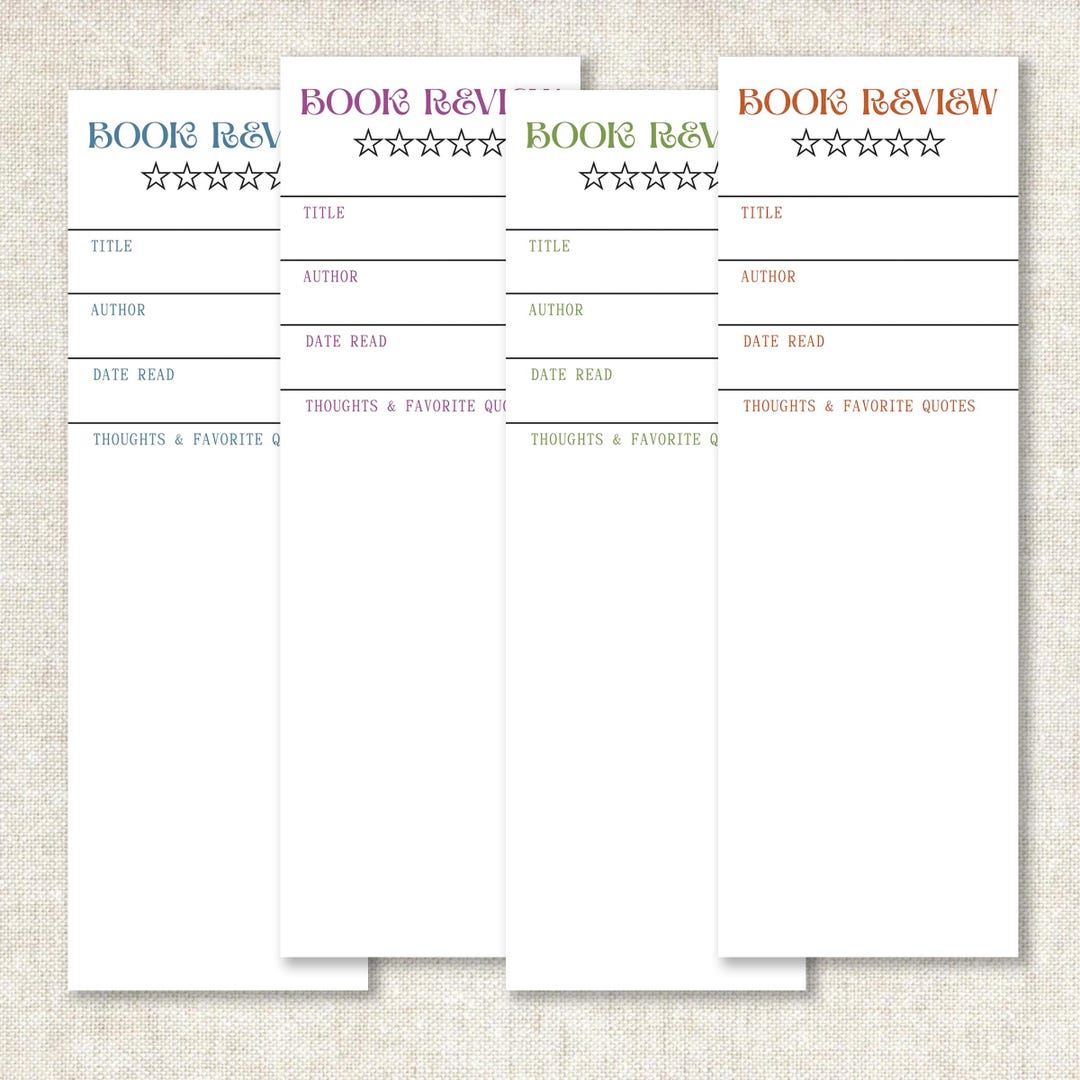 Book Review Bookmarks, Printable Set, Instant Digital Download - Etsy