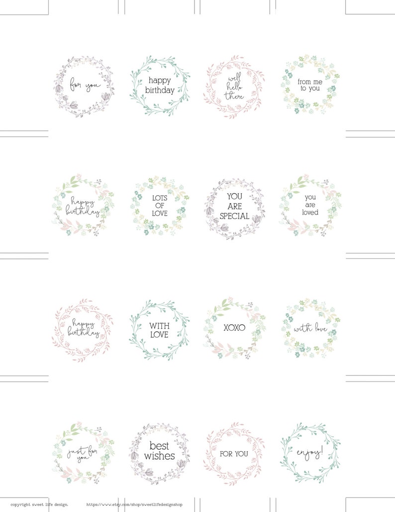 Printable Tags, Gift Tags, Printable. Quotes, Inspirational, Instant ...