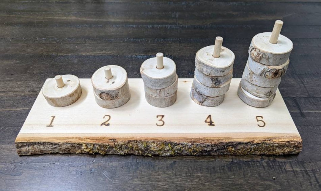 Natural Wood Counting 1-5, Fine Motor Skills, Gift for Kids, Montessori ...