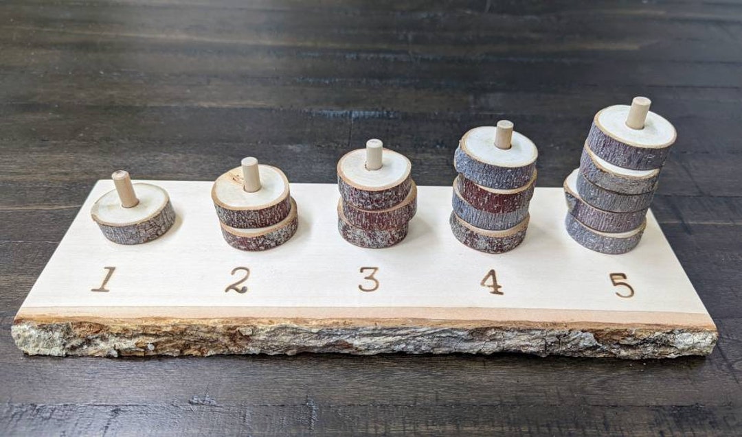 Natural Wood Counting Toy: Montessori Fine Motor Skills - Etsy