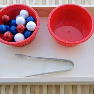 Fourth of July Tonging Activity, Fine Motor Skills, Montessori Work for ...