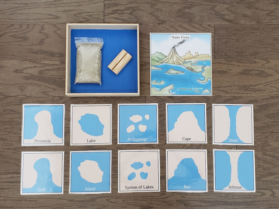 Land & Water Form Activity Set: Montessori Geography With Sand - Etsy