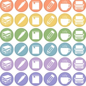 Read & Write Icon Stickers - Book Icon - Pen Icon - Pencil Icon ...