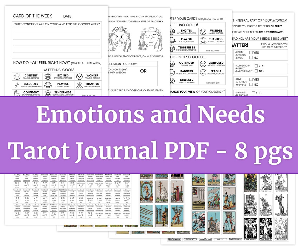 DIGITAL Emotions and Needs Tarot Journal - Shadow Work Tarot Reflection ...
