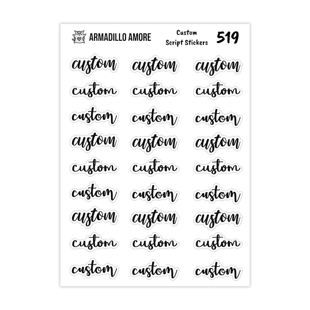 CUSTOM Script Stickers - Cursive Sticker - Customizable Sticker ...