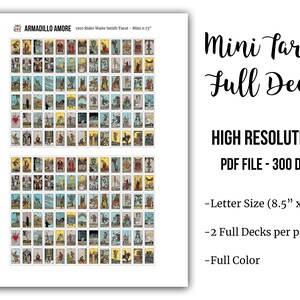 Mini Tarot Deck Printable PDF for Tarot Planner, Tarot Journal, Tarot ...