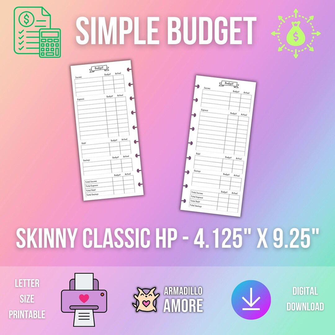 SKINNY CLASSIC HP Simple Budget Planner Printable - Financial Printable ...