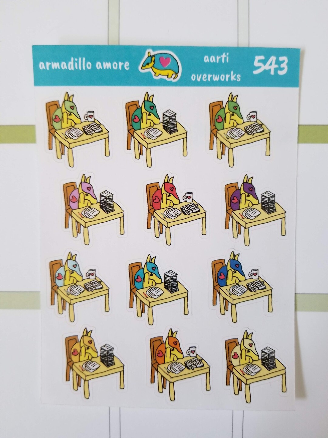 Aarti Armadillo Overworks Stickers - Paperwork - Office - Grading ...