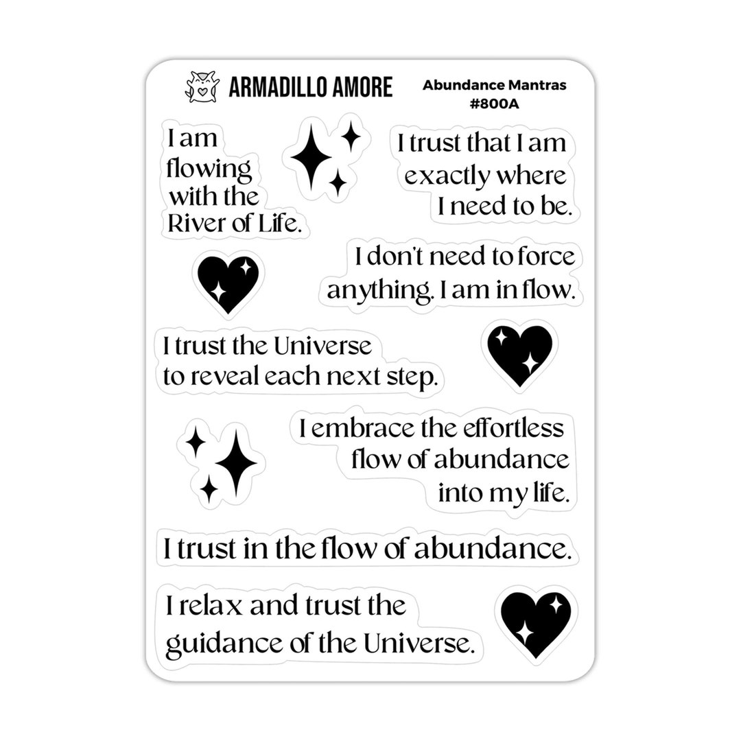 Abundance Mantra Stickers - Positive Affirmations, Manifestation ...