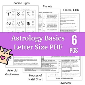 Astrology Basics Cheat Sheet 6 Page Letter-size PDF - Learn Planets ...