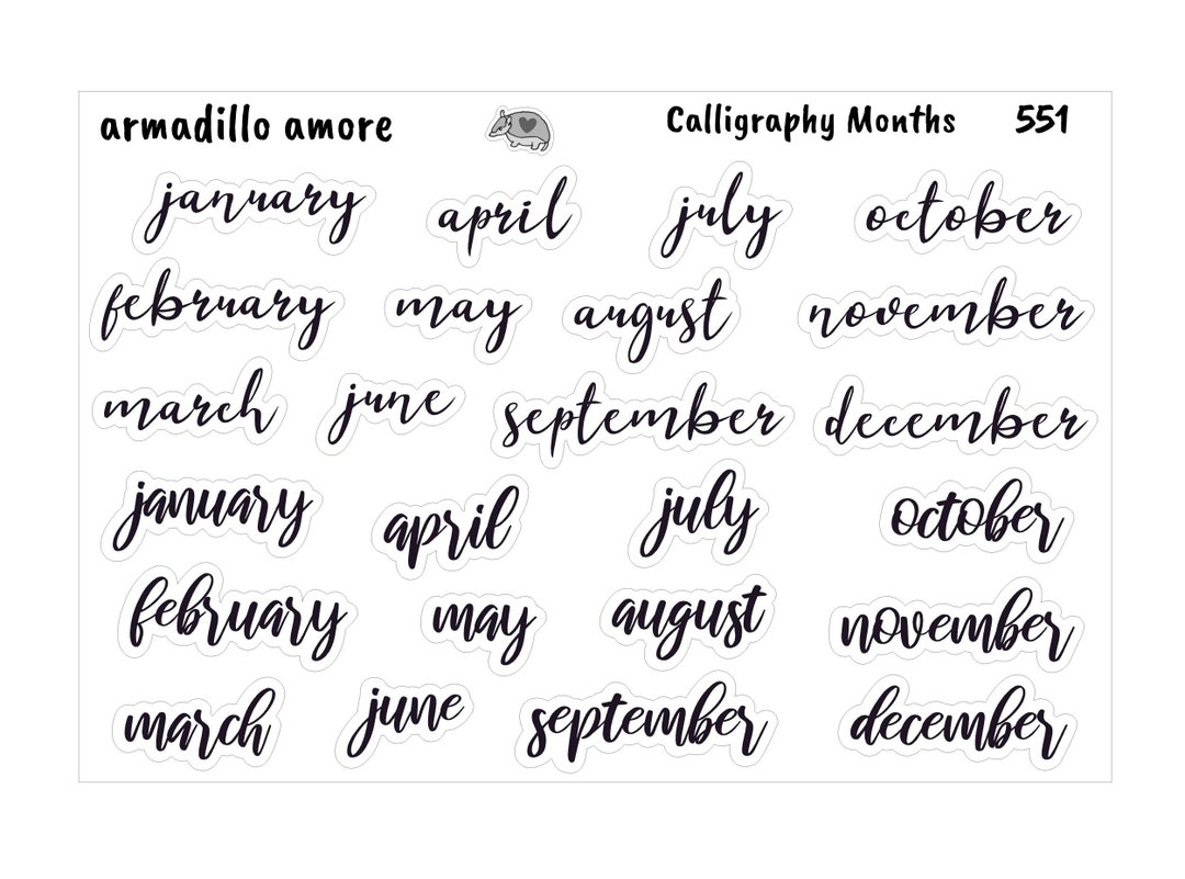 Calligraphy Months Script - Bullet Journal - Hobonichi - Creative ...