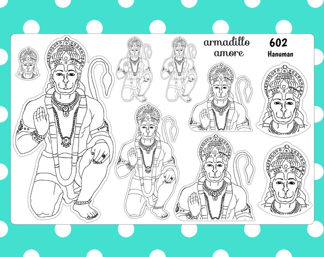 Hanuman Stickers - Hand Drawn - Matte - Glossy - Hinduism - Meditation ...