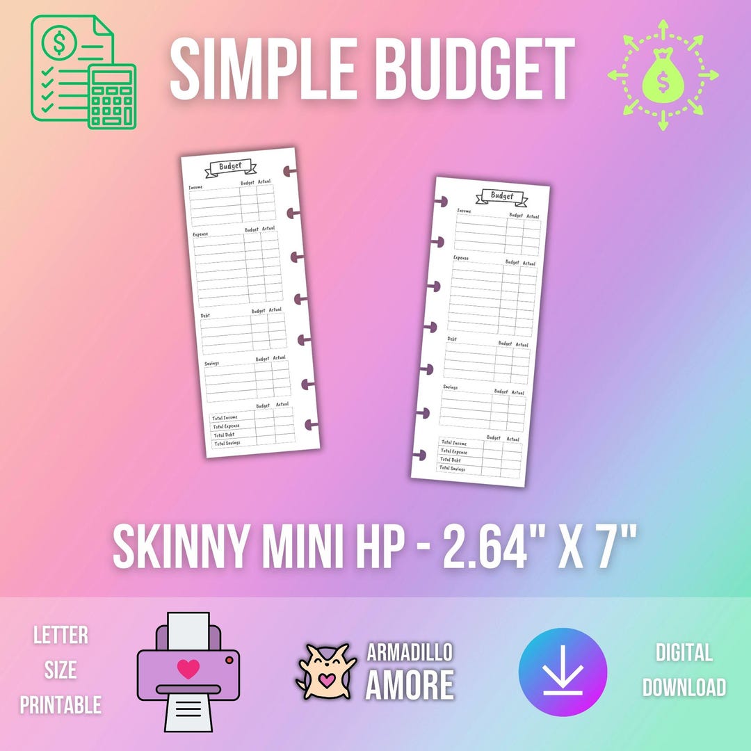 SKINNY MINI HP Simple Budget Planner Printable - Financial Printable ...