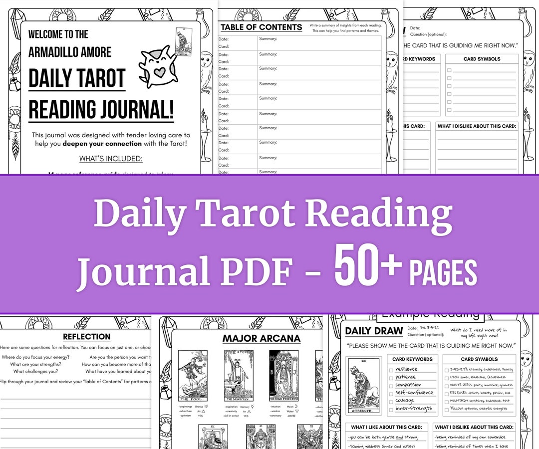 DIGITAL Daily Draw Tarot Reading Journal - Shadow Work Tarot Reflection ...