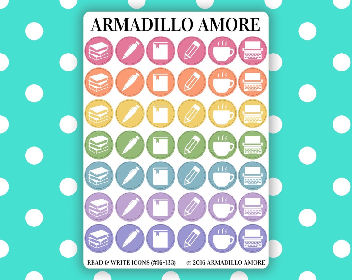 Read & Write Icon Stickers Book Icon Pen Icon Pencil | Etsy