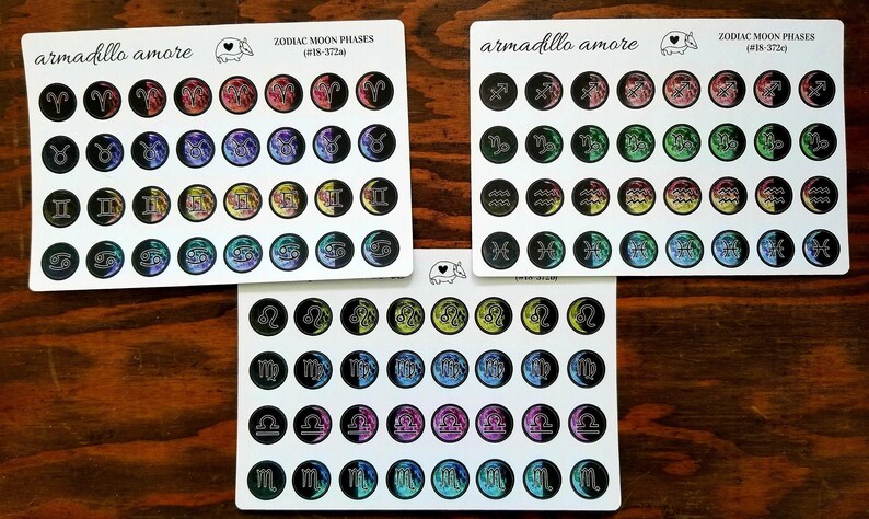 Zodiac Moon Phases Stickers for Lunar Astrology Calendars - Etsy