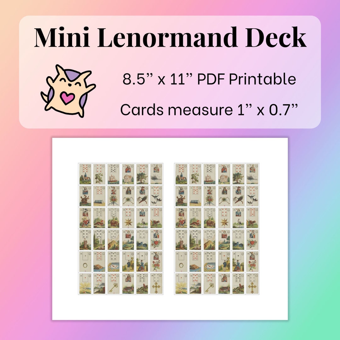 DIGITAL Mini Lenormand Card Deck (1" X 0.7") PDF - Lenormand Printable ...