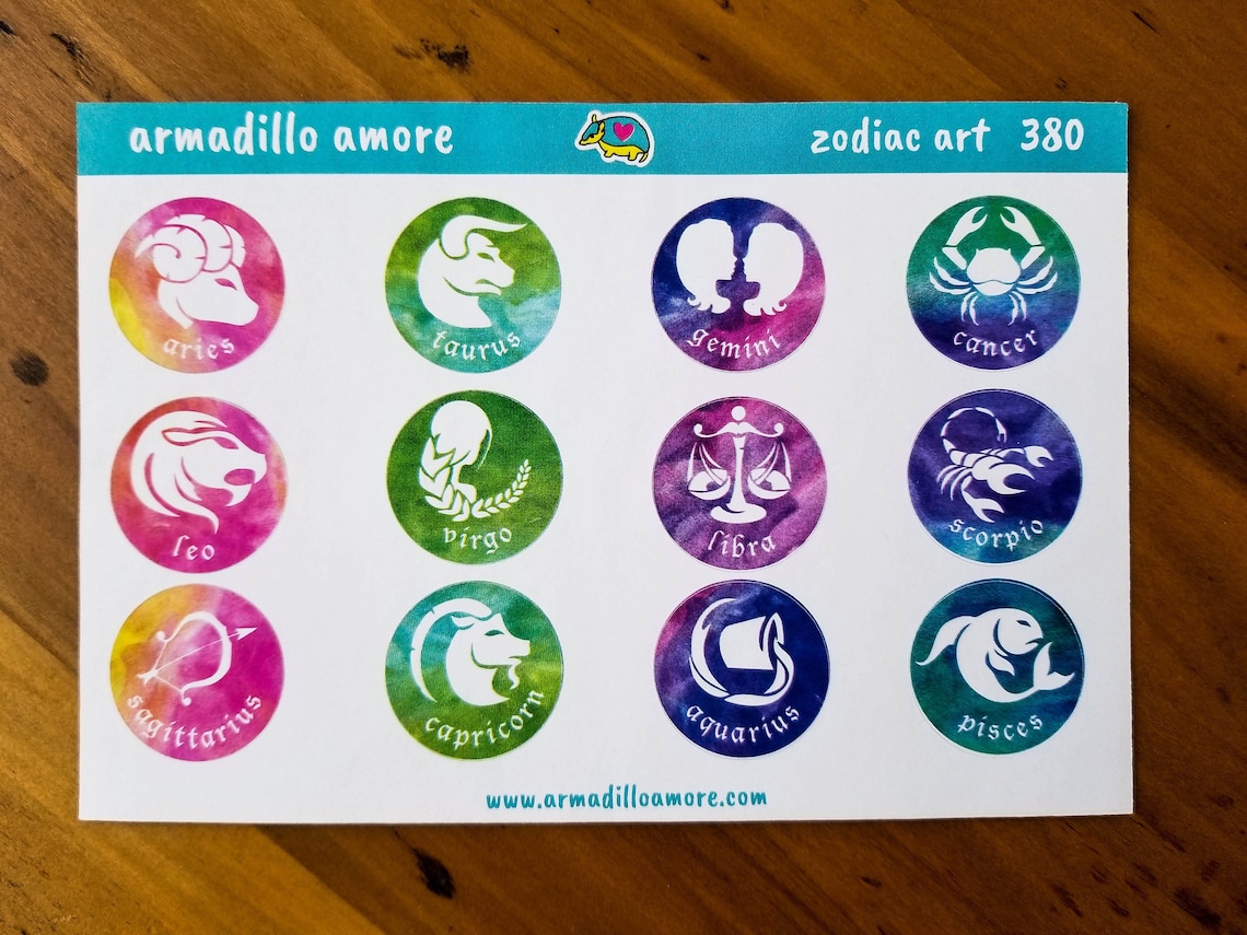Zodiac Watercolor Stickers {12 Astrology Stickers: Occult, Horoscope ...