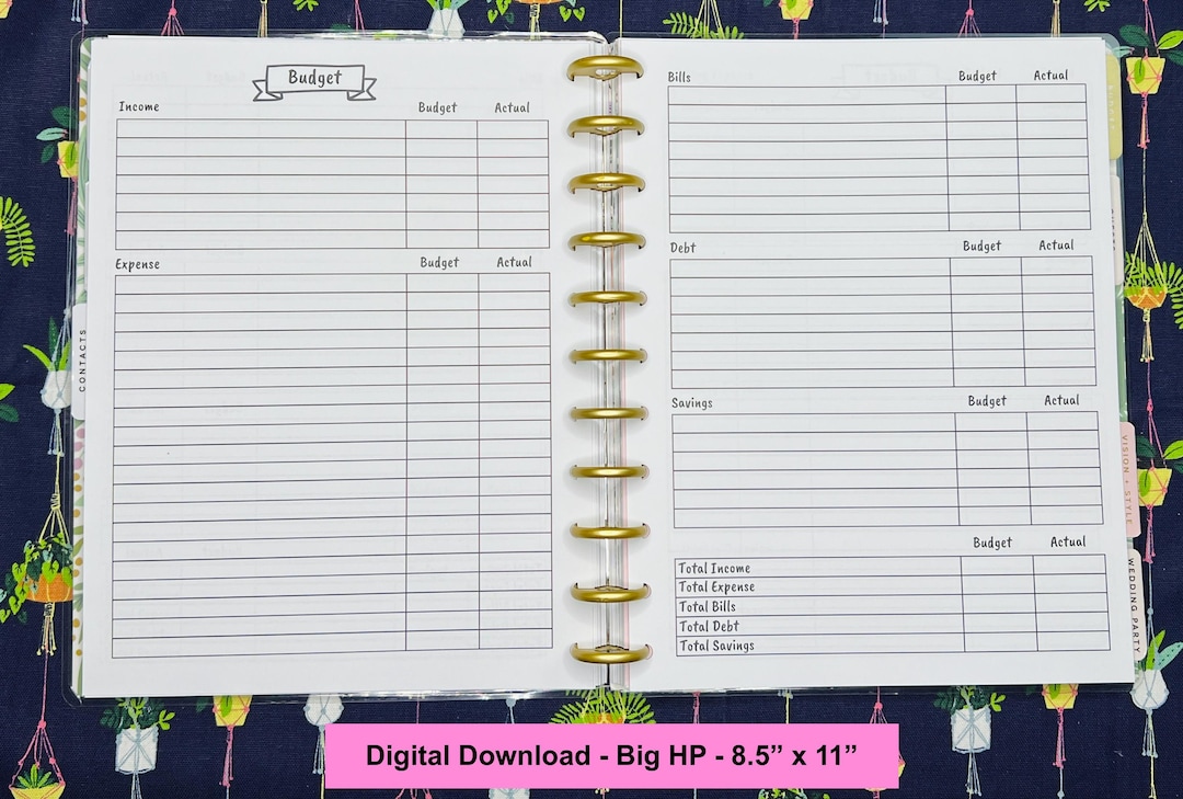 BIG HP Extended Budget Planner Printable Insert - Financial Printable ...