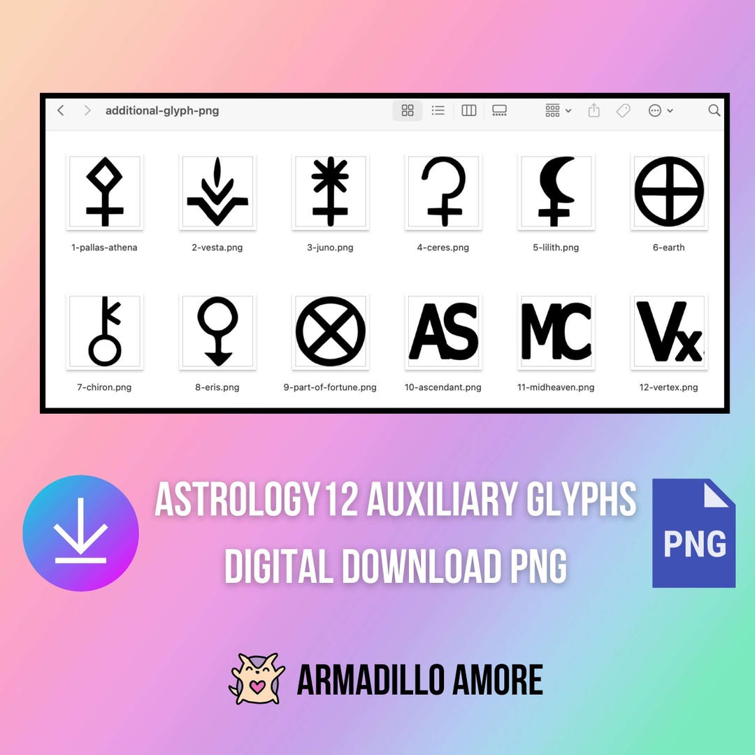 DIGITAL Auxiliary Astrology Glyph PNG Files - High Resolution - No ...