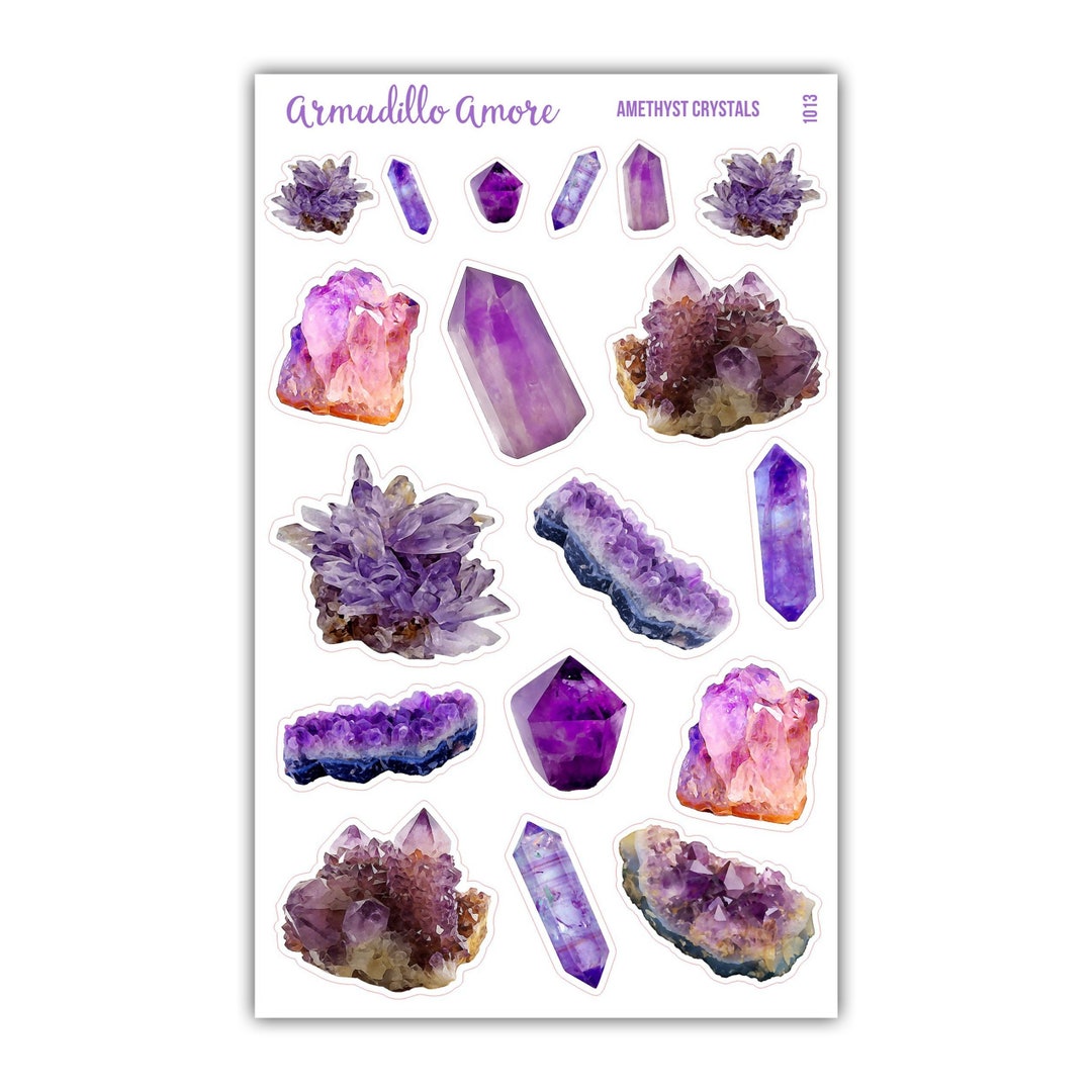 Amethyst Crystal Watercolor Stickers for Bullet Journal, Art Journal ...