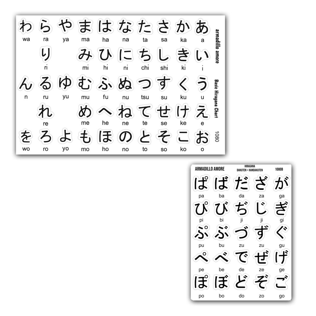Basic Hiragana Stickers - Dakuten/handakuten - Learn Japanese - Japan ...