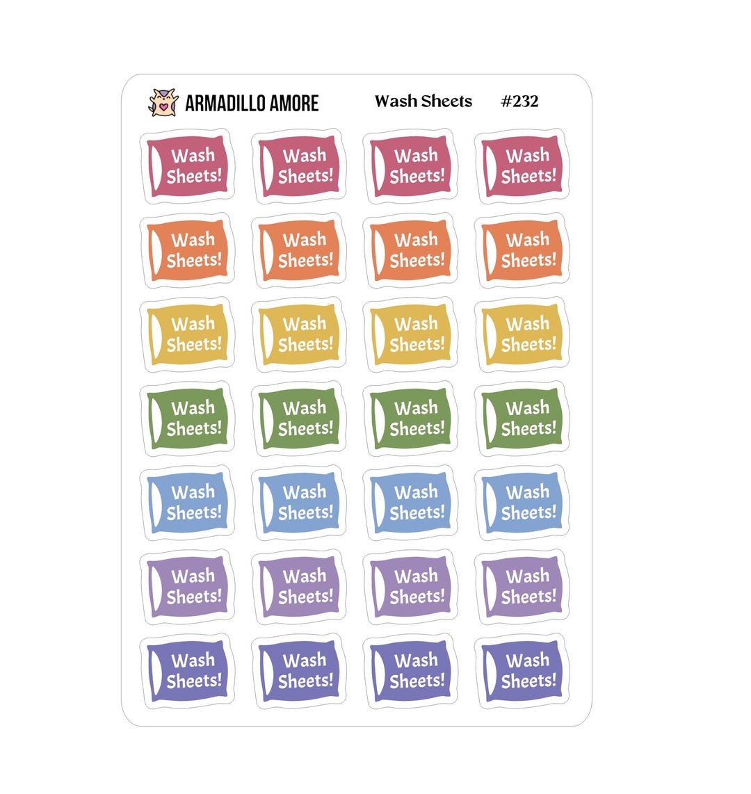 Wash Sheets Laundry Reminder Planner Stickers, Functional Chore Tracker ...