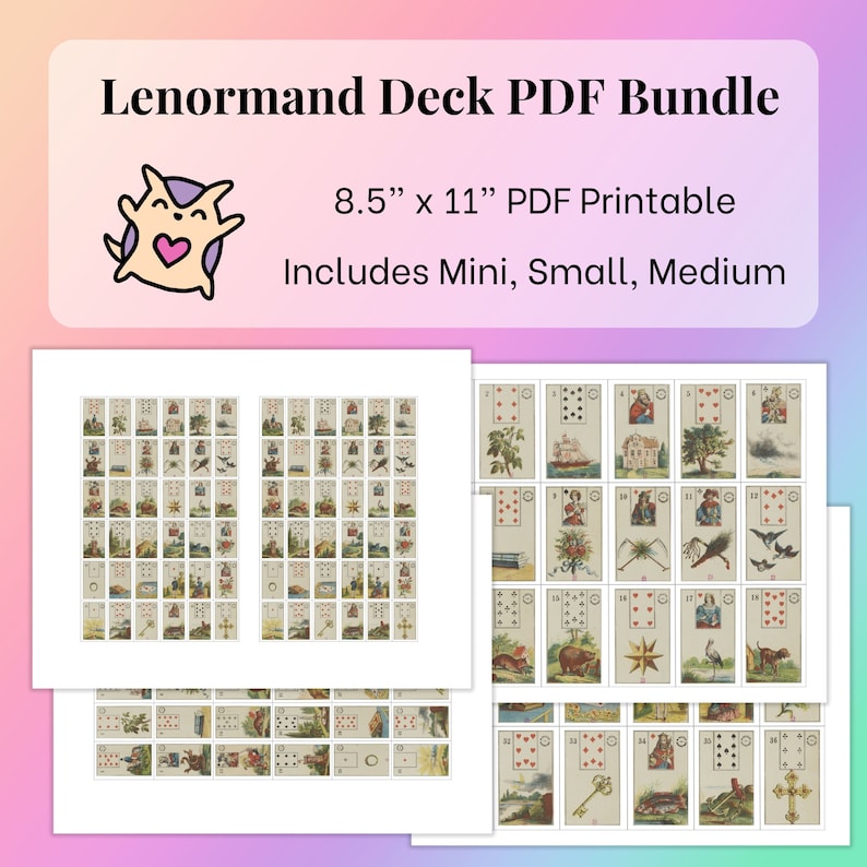 DIGITAL Lenormand Bundle 4 Card Decks (mini, Small, Medium ) PDF ...