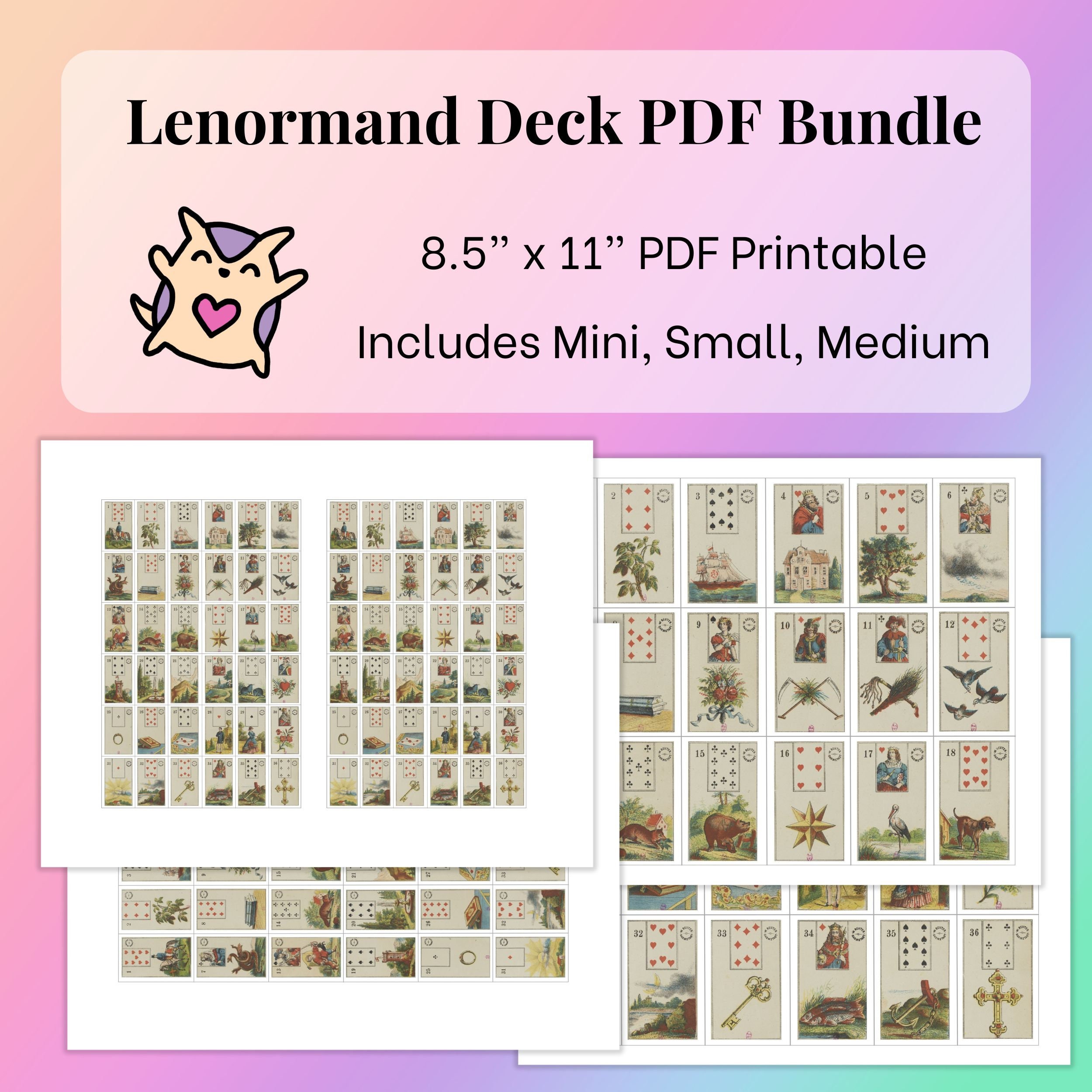 DIGITAL Lenormand Bundle 4 Card Decks mini Small Medium PDF
