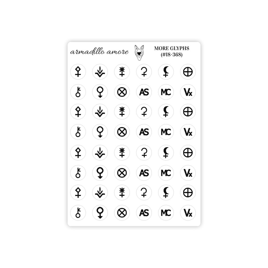 Small Assorted Astrology Glyph Stickers - 0.375 Inch Size - {48 Fancy ...