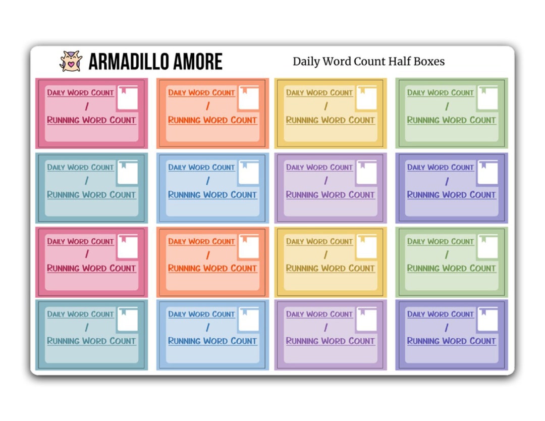 Daily Word Count Stickers - 16 Writing Stickers - Tracker Stickers ...