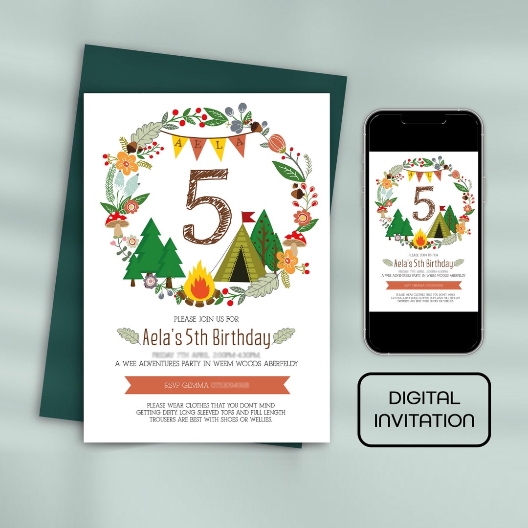 Personalised Forest Theme Invite | Woodland Party Invite | Boys/girls ...