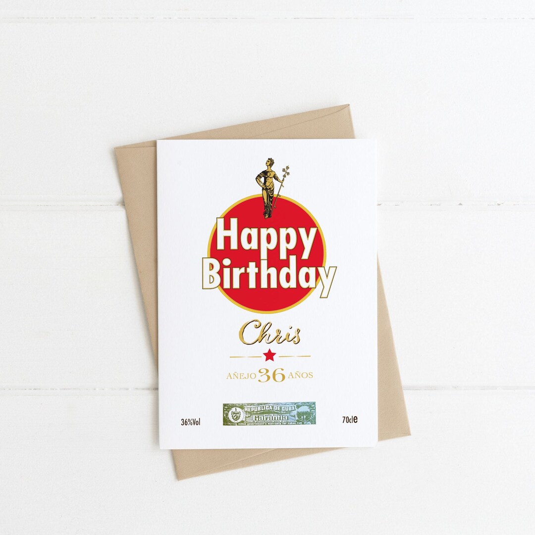 Personalised Rum Themed Card Birthday Greeting Card Men's Birthday Card ...