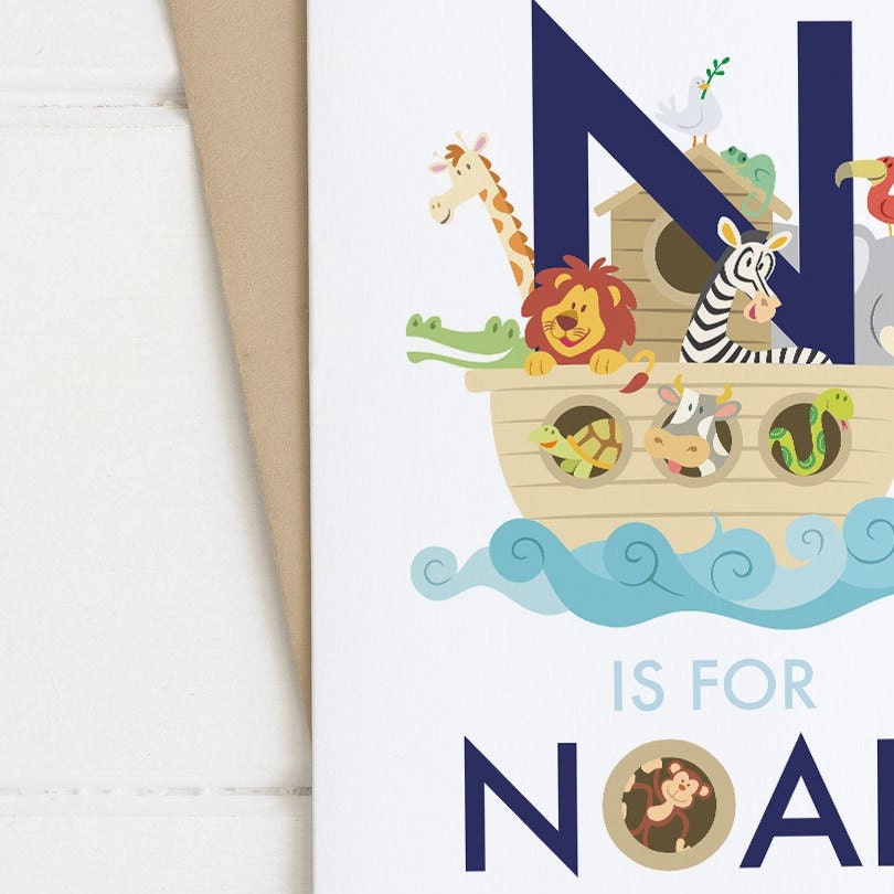 Personalised Noah's Ark Birthday Card | New Baby Greeting Card | Baby ...